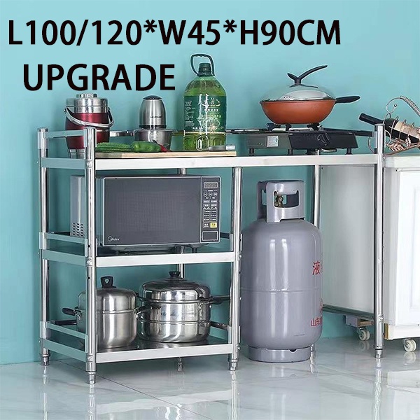 Rak Dapur Gas Upgraded Stainless Steel 3 Tier Kitchen Stove Rack with ...