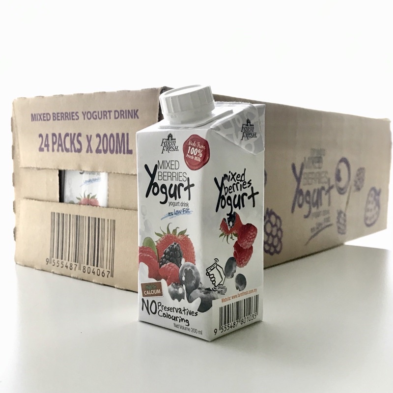 Farm Fresh UHT Mixed Berries Yogurt Drink 24 x 200ml (Ready Stock ...