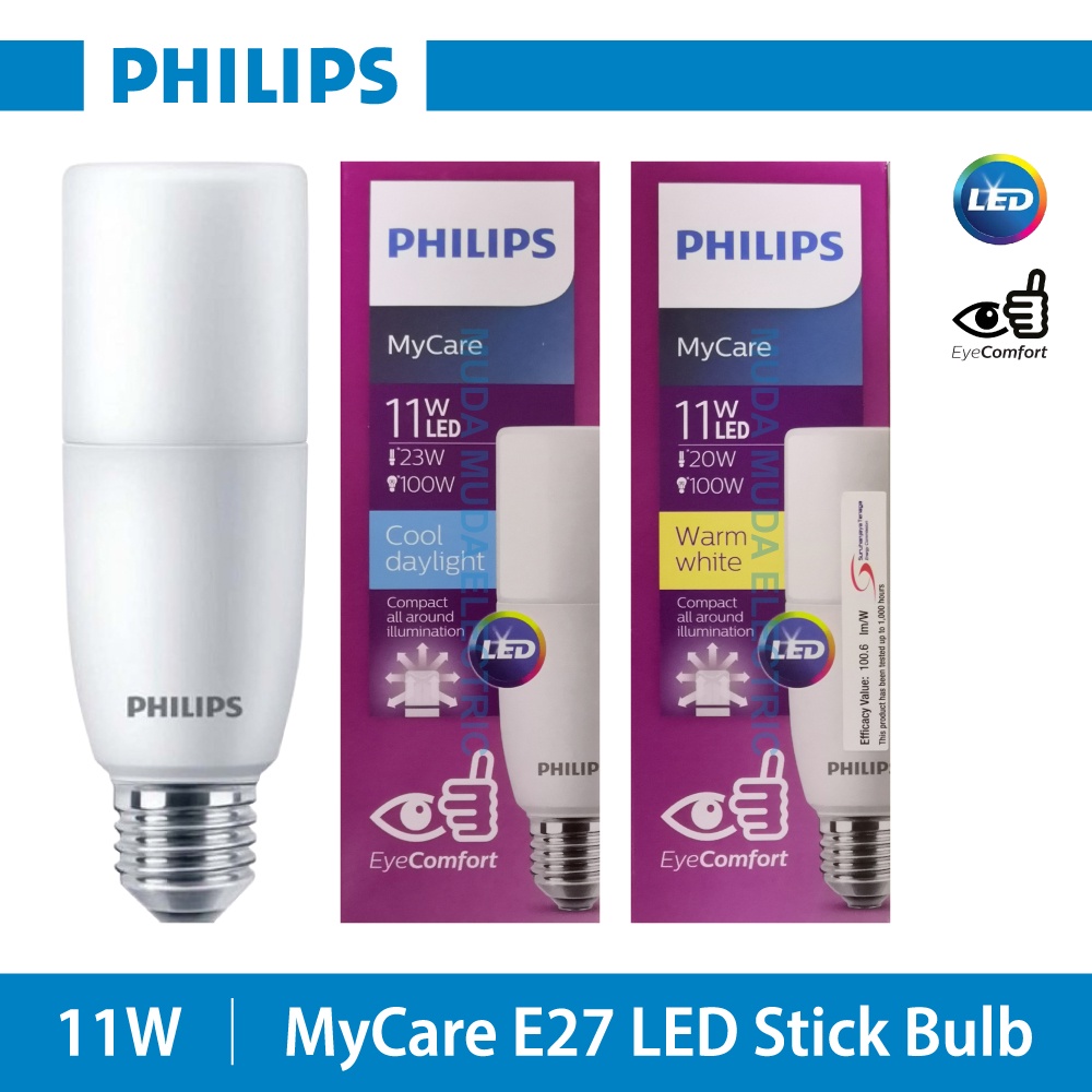 Philips MyCare LED Stick Bulb Warm White / Cool Daylight 11W E27 3000K / 6500K 1PF/12 | Shopee ...