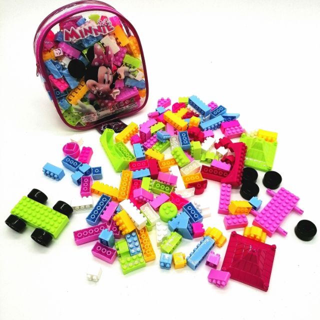 Cute bricks building blocks 118pcs with minnie backpack | Shopee Malaysia