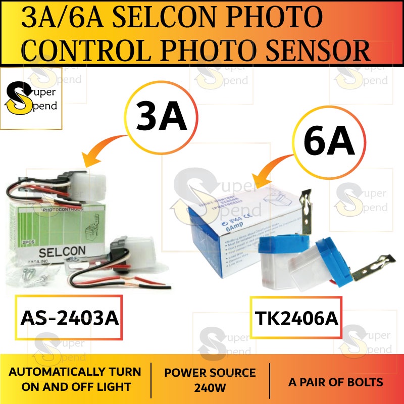 [ 3A / 6A ] Selcon Photo Control Photo Sensor Photo cell Switch AS ...
