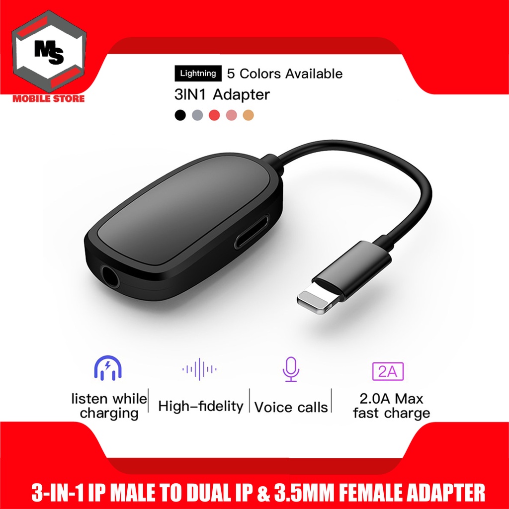 MINI 3-IN-1 IP MALE TO DUAL IP & 3.5MM FEMALE ADAPTER | Shopee Malaysia