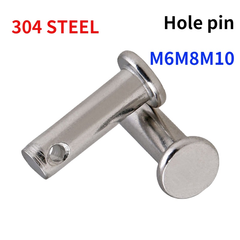M6 M8 M10 304 stainless steel pin locating pin flat head cylindrical pin with hole GB882 ...