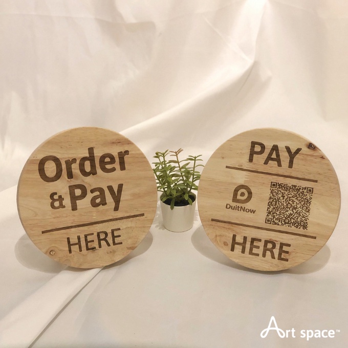 Personalized Order & Pay / Pick Up Here / QR-Code Stand 客制化激光雕刻点餐 / 付款 ...