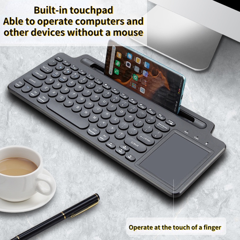 Wireless Multimedia Keyboard 2.4G With Touchpad Ergonomic Computer ...