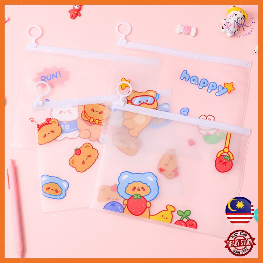 Cute Eva Case Cartoon Little Bear Ring Zipper Bag Transparent Pencil ...
