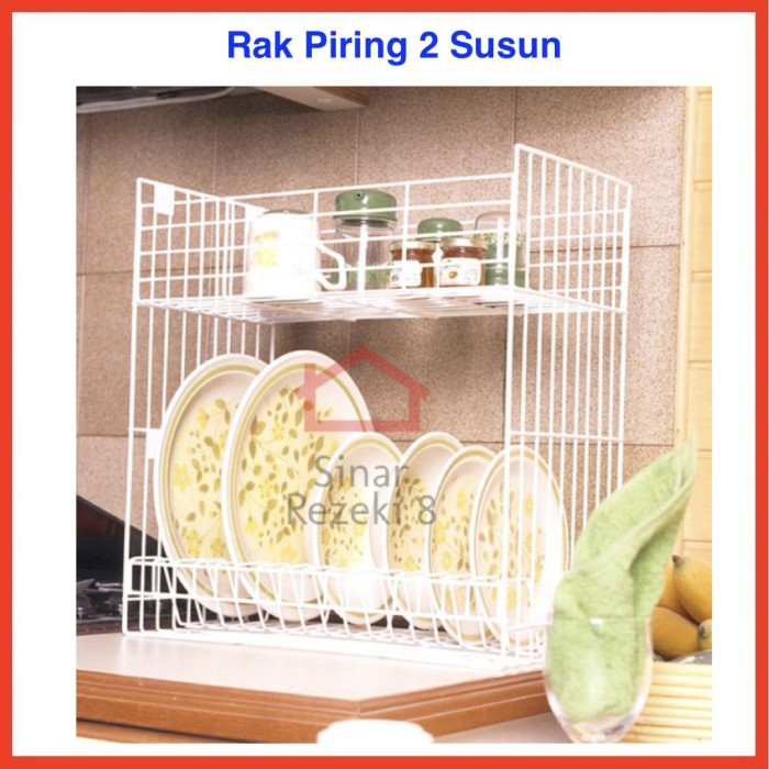 Modelline 2 Layer Glass Plate Rack / Multipurpose Kitchen Spices B30MED ...