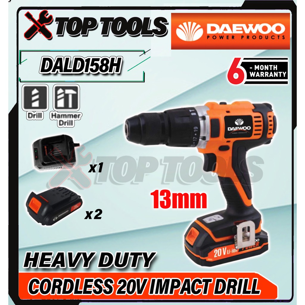 DAEWOO Cordless Impact Drill Impact Screwdriver Drill 18V Power Impact ...