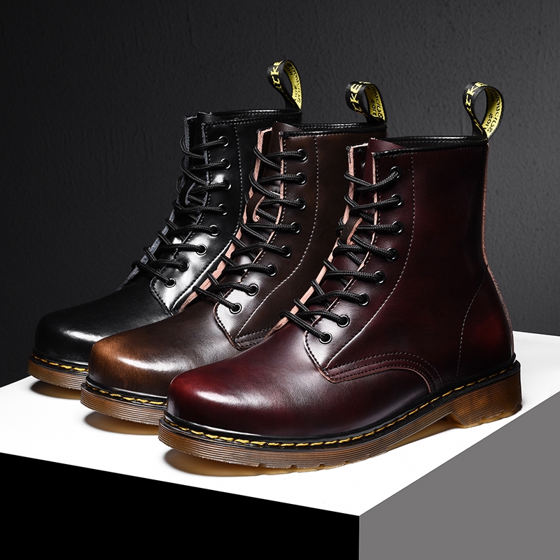 Eight holes Men's New England Martin Boots Real Leather Ankle Boots ...