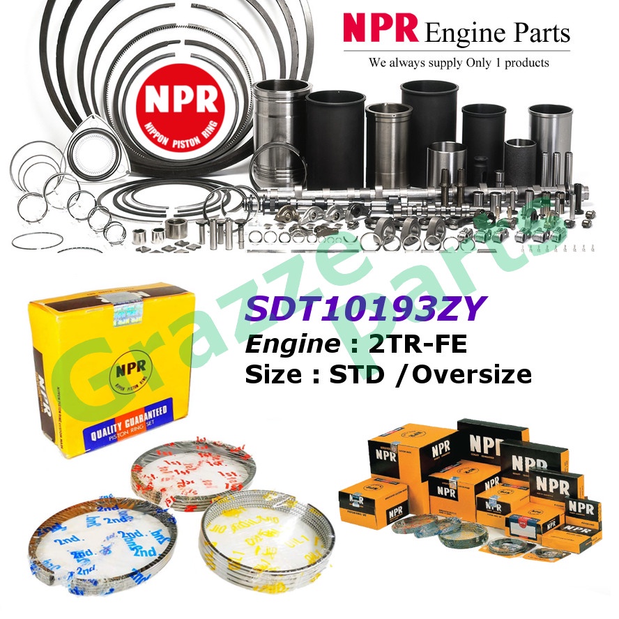 NPR Piston Ring Set SDT10193ZY for Toyota Fortuner TGN51 Hiace TRH203 2 ...
