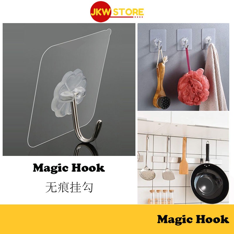 [1 SET 5 PCS]Reusable Assist Hook Magic Hook Strong Adhesive Wall ...