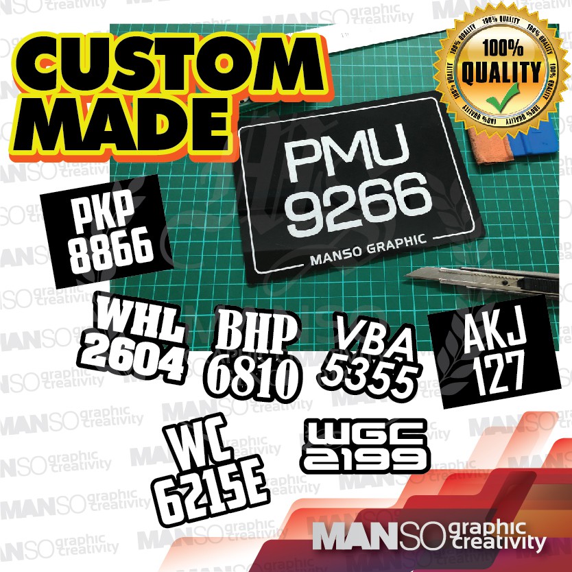 Custom Number Plate Sticker Moto Yamaha Honda Suzuki SYM Benelli Ducati ...