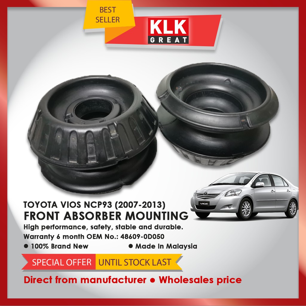 Toyota Vios NCP93 2007-2013 FRONT ABSORBER MOUNTING 48609-0D050 ...