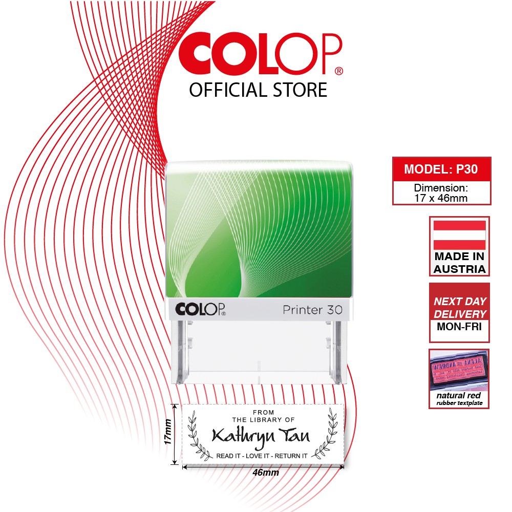 COLOP Printerline Self inking Stamp P30 (17 x 46mm) | Shopee Malaysia