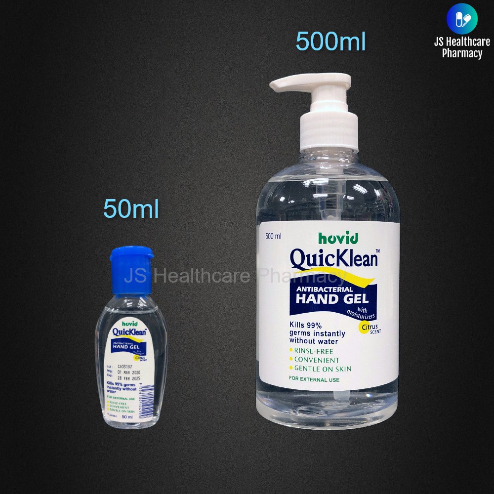 Hovid QuicKlean Hand Gel / Hand Sanitizer - (50ml / 500ml) | Shopee ...