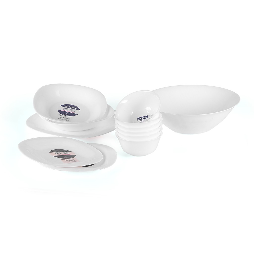Dish Table set 12 Piece Luminarc Carine Tempered Glass CR12 - white ...