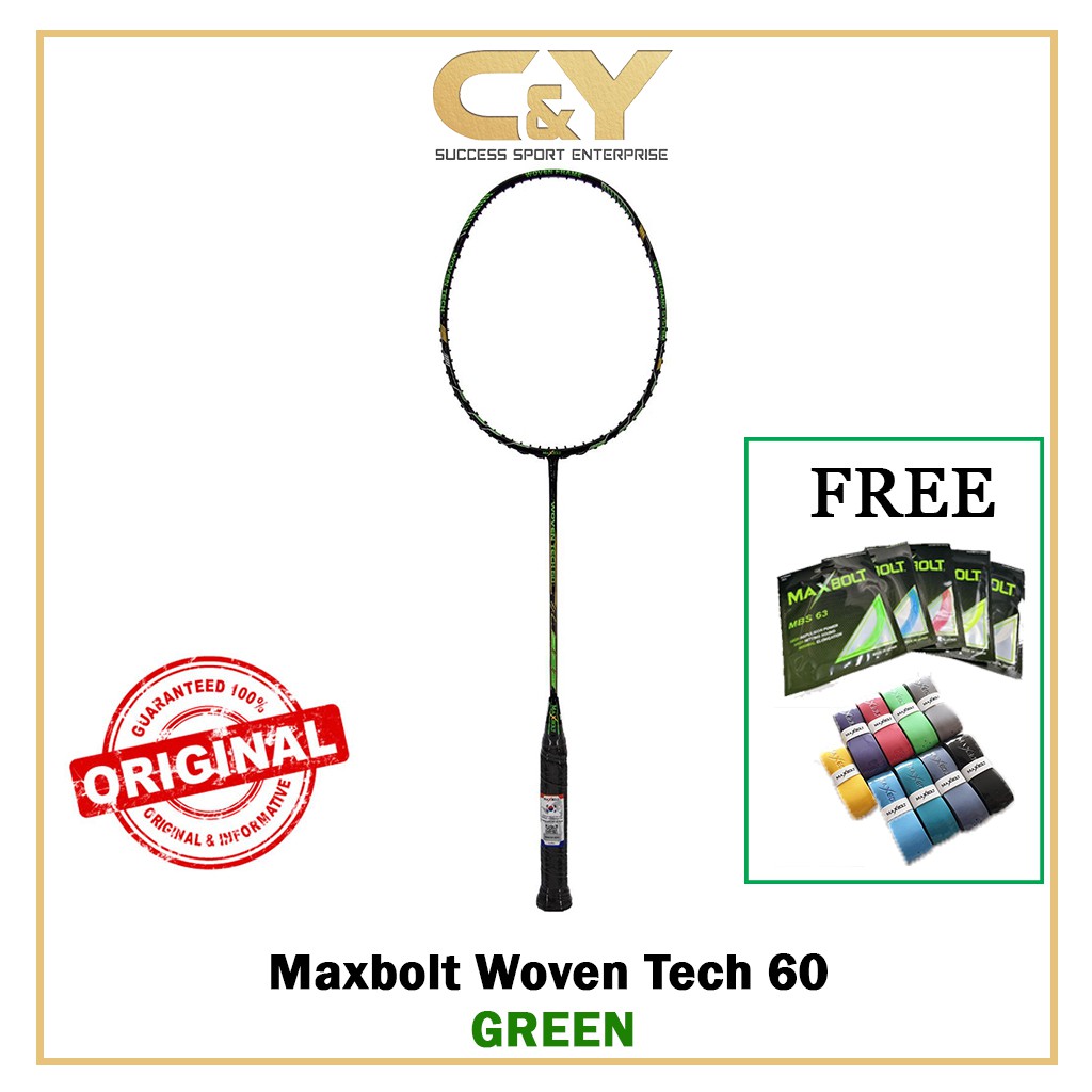 MAXBOLT BADMINTON RACKET WOVEN TECH 60 FOC(MAXBOLT STRING MBS+MAXBOLT ...