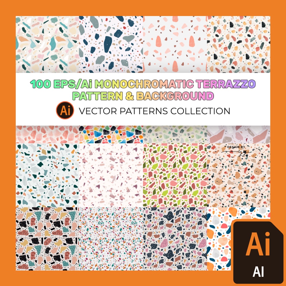 100 EPS/Ai Monochromatic Terrazzo Pattern & Background Vector PREMIUM [ .eps ] | Shopee Malaysia