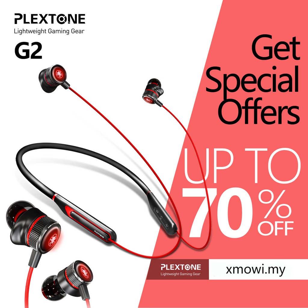 Gaming Earphone Plextone G2 Bluetooth Headphone In-ear Low Latency 65ms ...