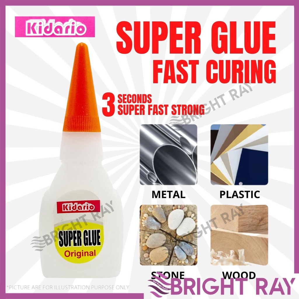 KIDARIO Super Glue Gam Gajah Gam Kuat 3 Seconds Curing Metal Plastic ...