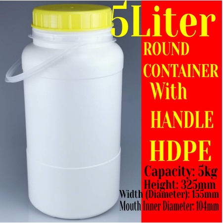 5 Liter HDPE Round Plastic Container/ 5kg Capacity | Shopee Malaysia