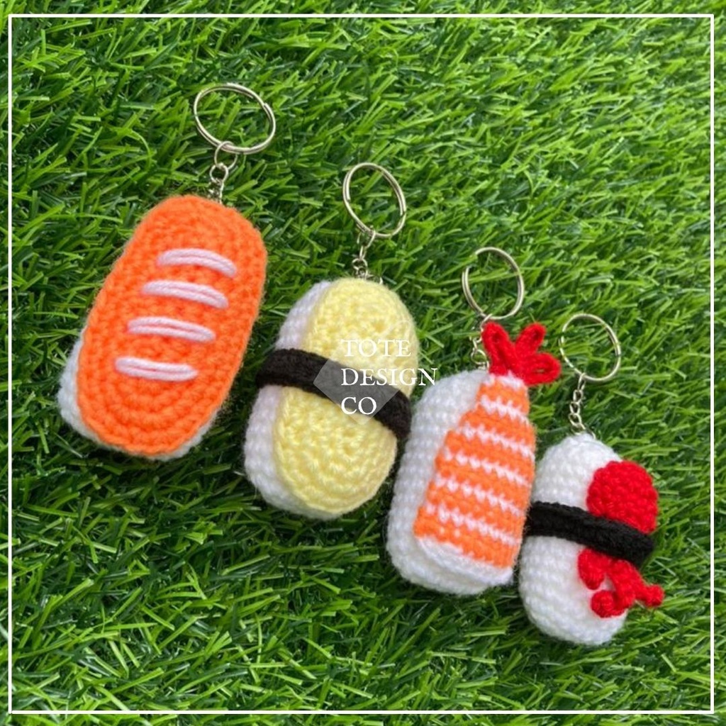 🔥 FINE QUALITY Adorable & Cute Amigurumi Crochet Sushi Keychain [100% ...