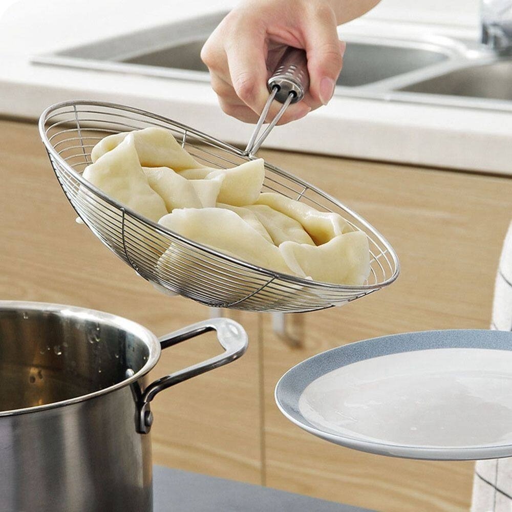 Stainless Steel Kitchen Frying Strainer Alat Penapis Ikan Goreng Besi ...