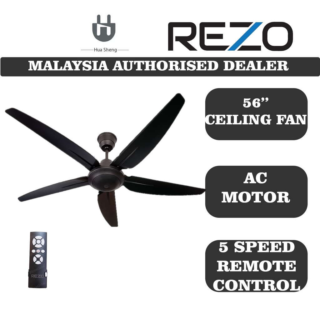 REZO CEILING FAN AC MOTOR VENTUS MY56 (56'' 5 BLADE 5 SPEED) REMOTE ...