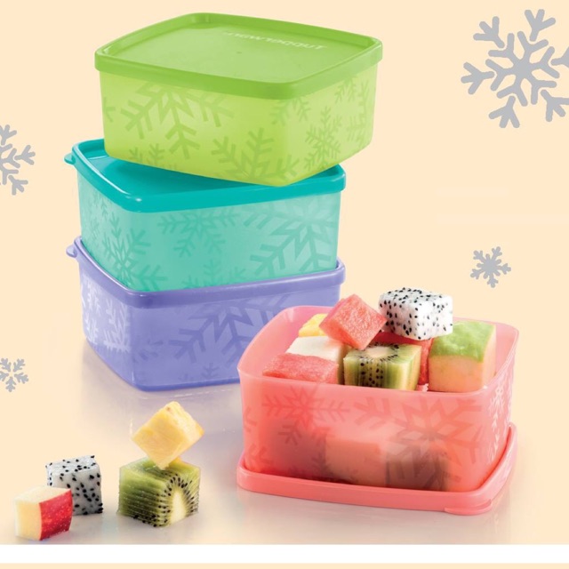 Tupperware Snowflake Square Round (4) 400ml | Shopee Malaysia