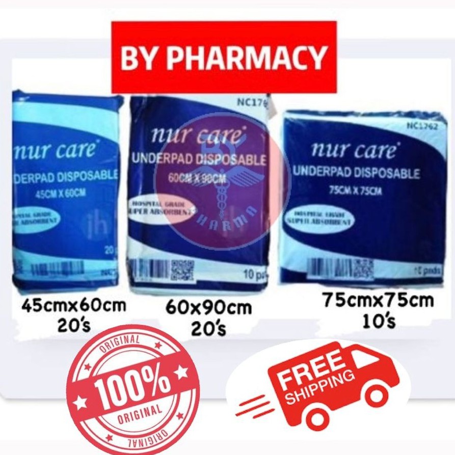 *BY PHARMACY* Nur Care Disposable Underpad 45cm x 60cm 20's/ 60cm x ...