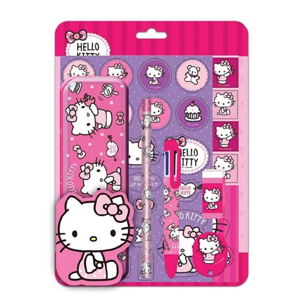 Sanrio Hello Kitty Stationery Set With Pencil Case - Pink Colour (7 Pcs ...