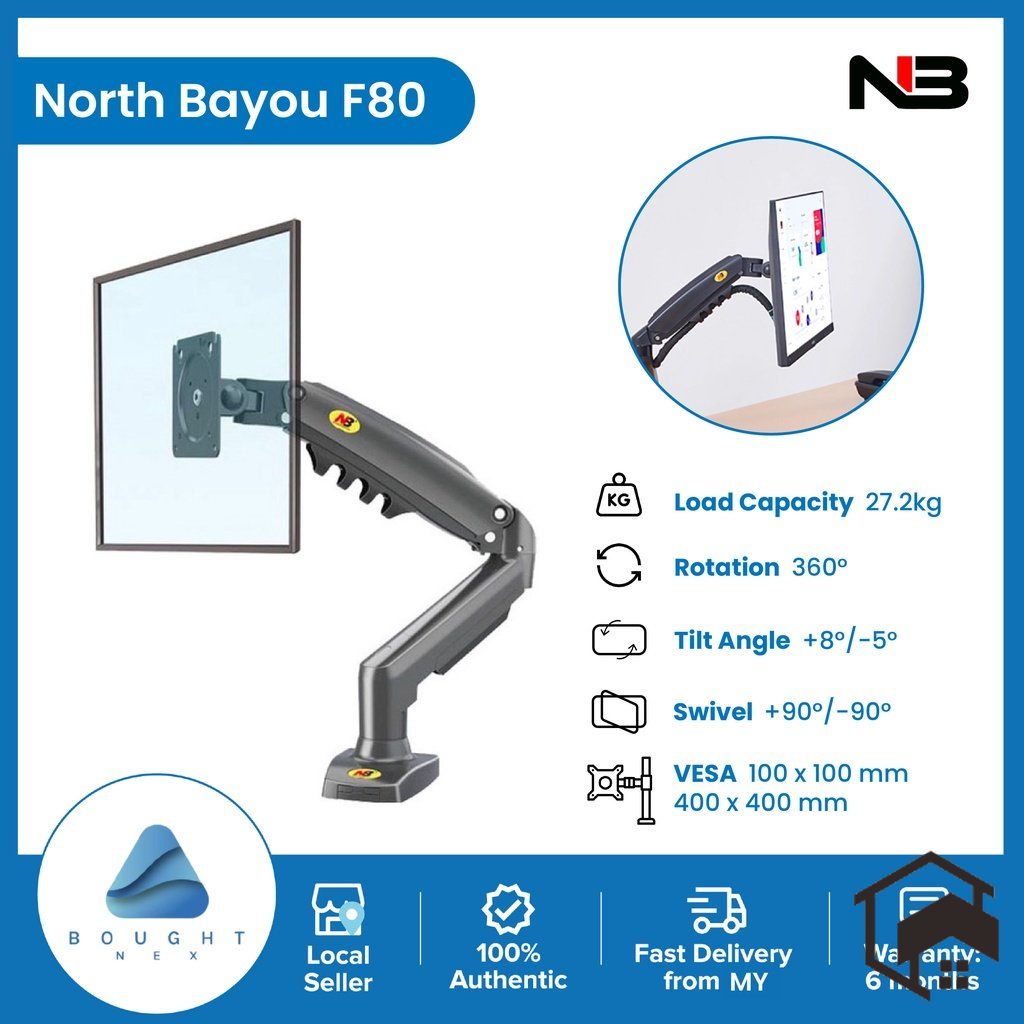NB North Bayou F80 Monitor Desk Mount Stand Full Motion Swivel Monitor ...