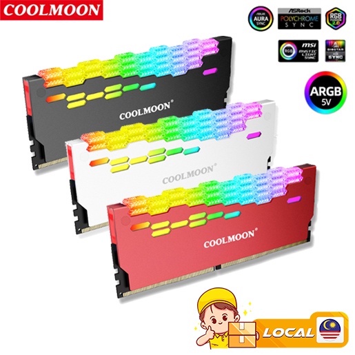 CoolMoon ARGB RAM Heatsink 5V3Pin Dragon Armor for Desktop PC Ram ...