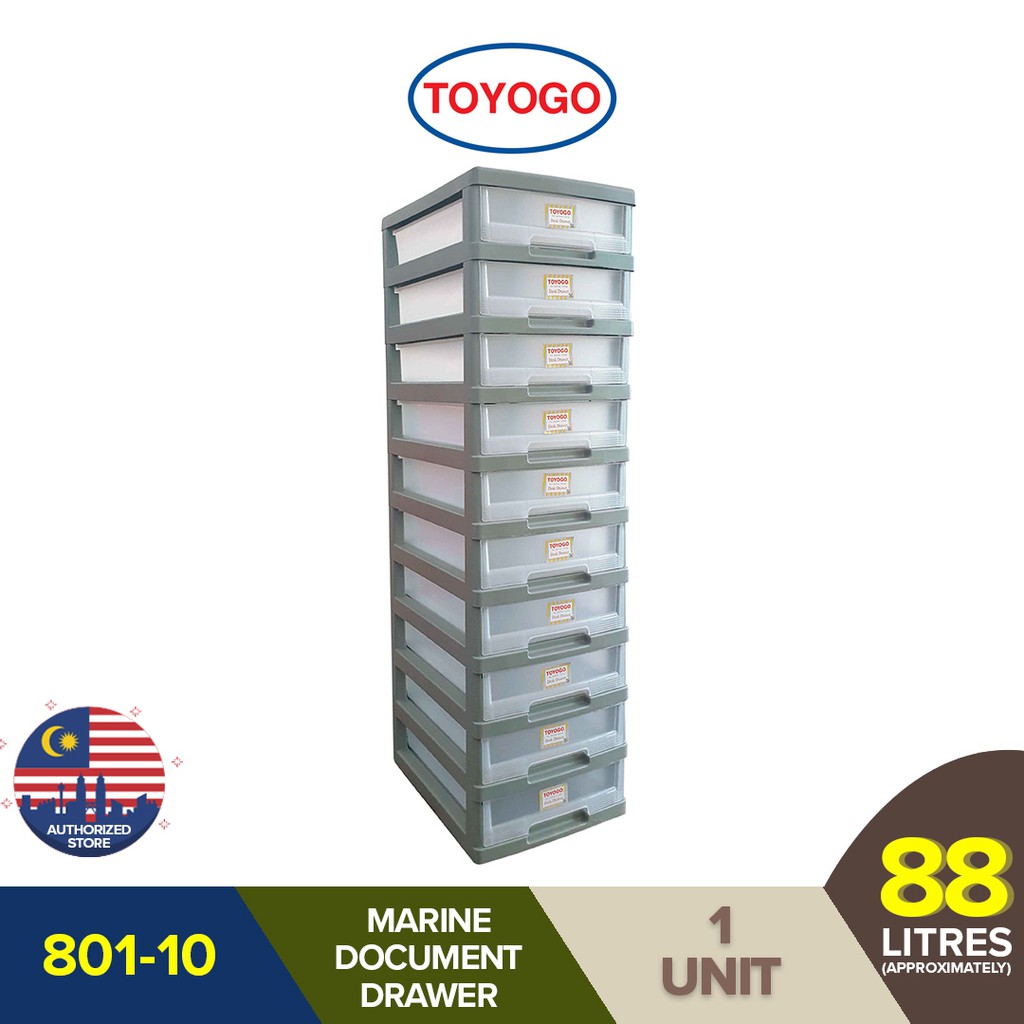 TOYOGO 10 Tiers Large Size Desktop Drawer with Wheels 801-10 (88L) [2 units/6 units] | Shopee ...