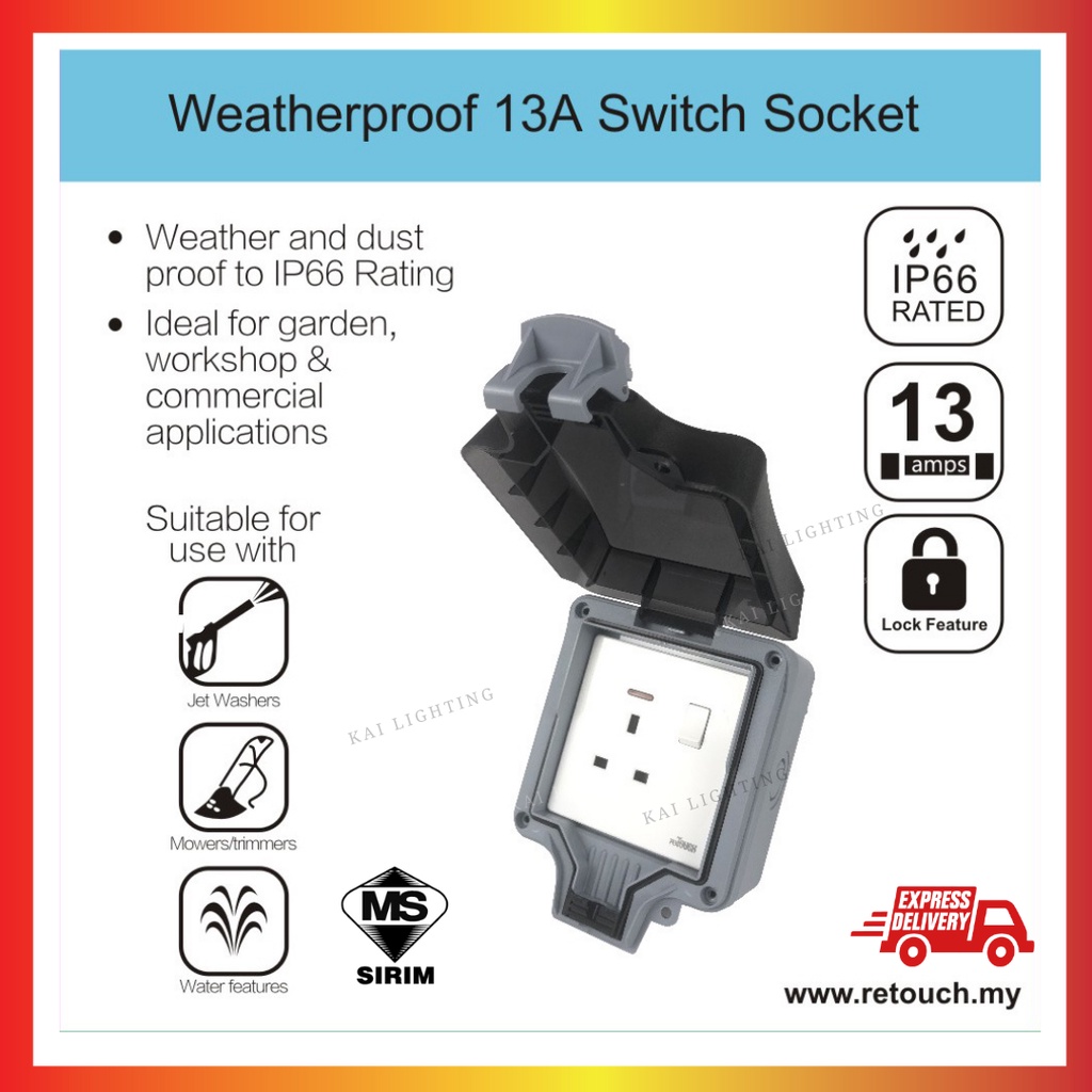 [SIRIM] Retouch Weatherproof Cover / Waterproof Cover IP66 With 13A ...