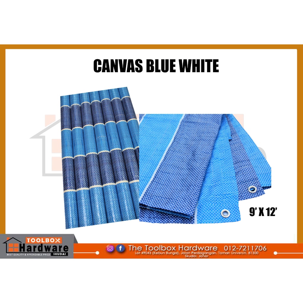 CANVAS BLUE WHITE (KANVAS NIPIS) (9' X 12') | Shopee Malaysia