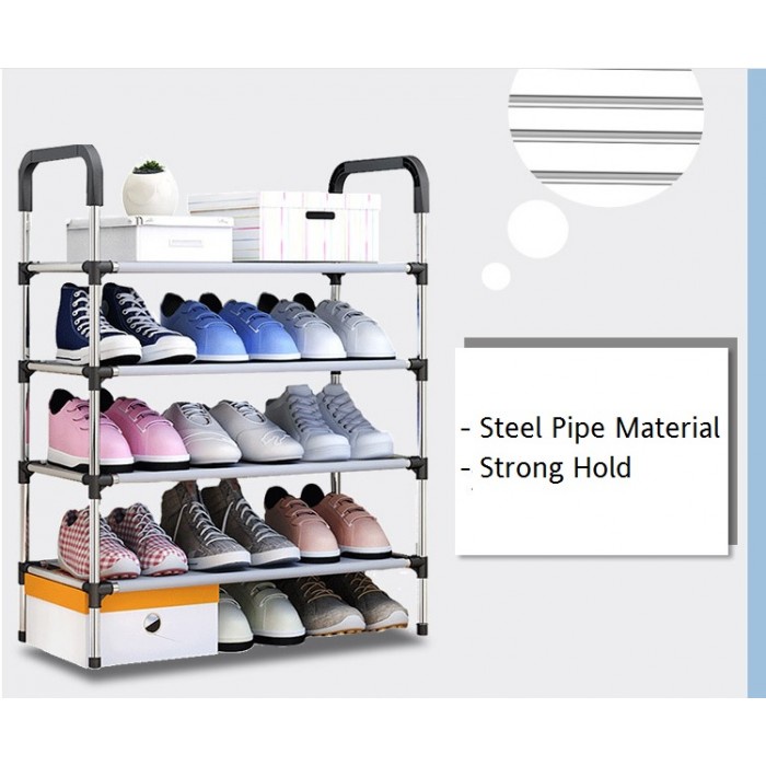 OSUKI Solid Steel 5 Layer Shoe Rack - Black | Shopee Malaysia