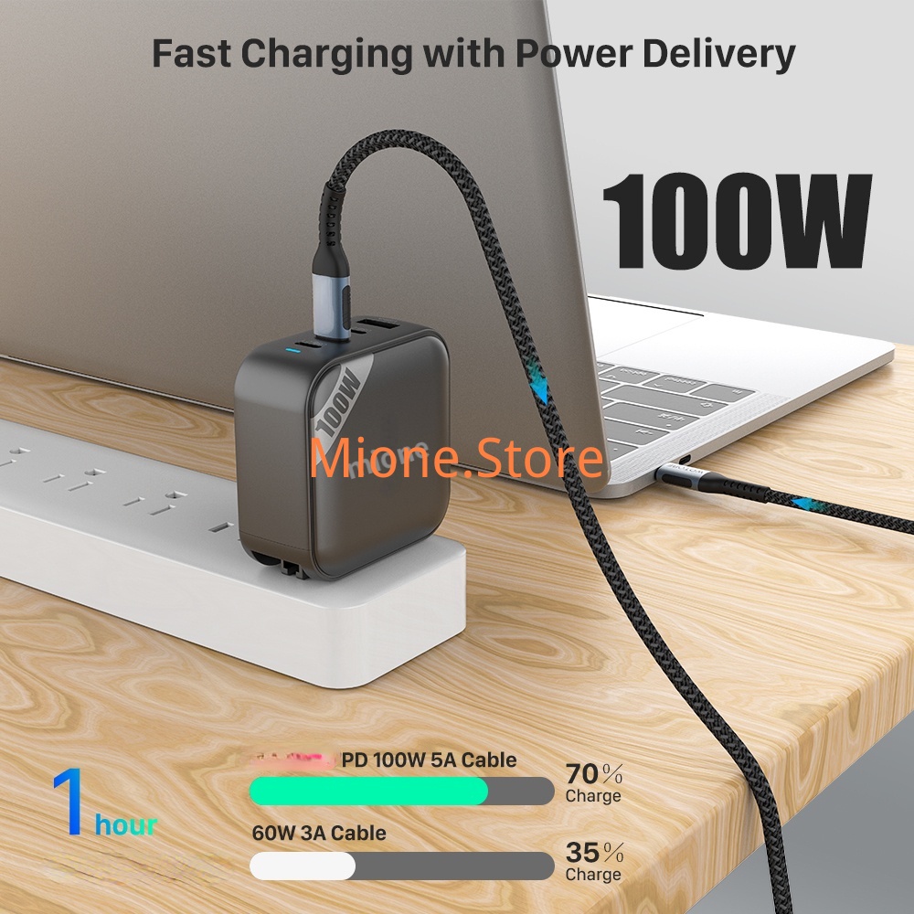 Mione E Mark 100W Fast Charging Cable Laptop Charger Cable Type C To ...