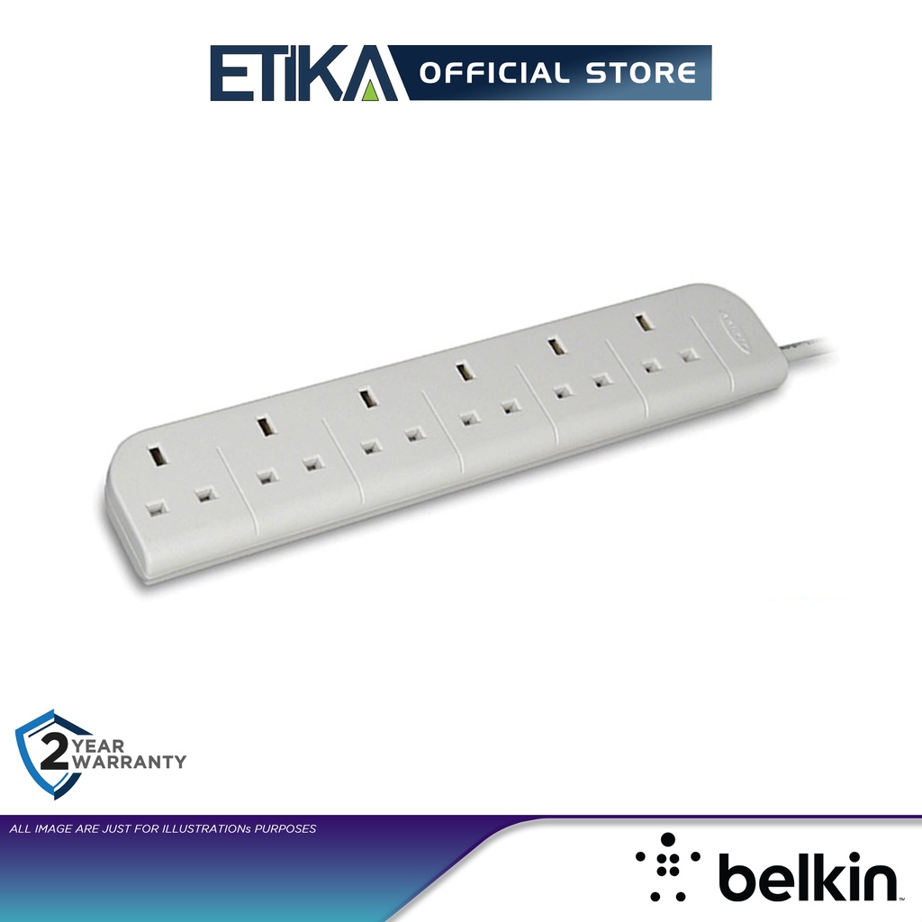 Belkin SurgeStrip F9E600sa3M | 6-Outlet Socket Extension Surge ...