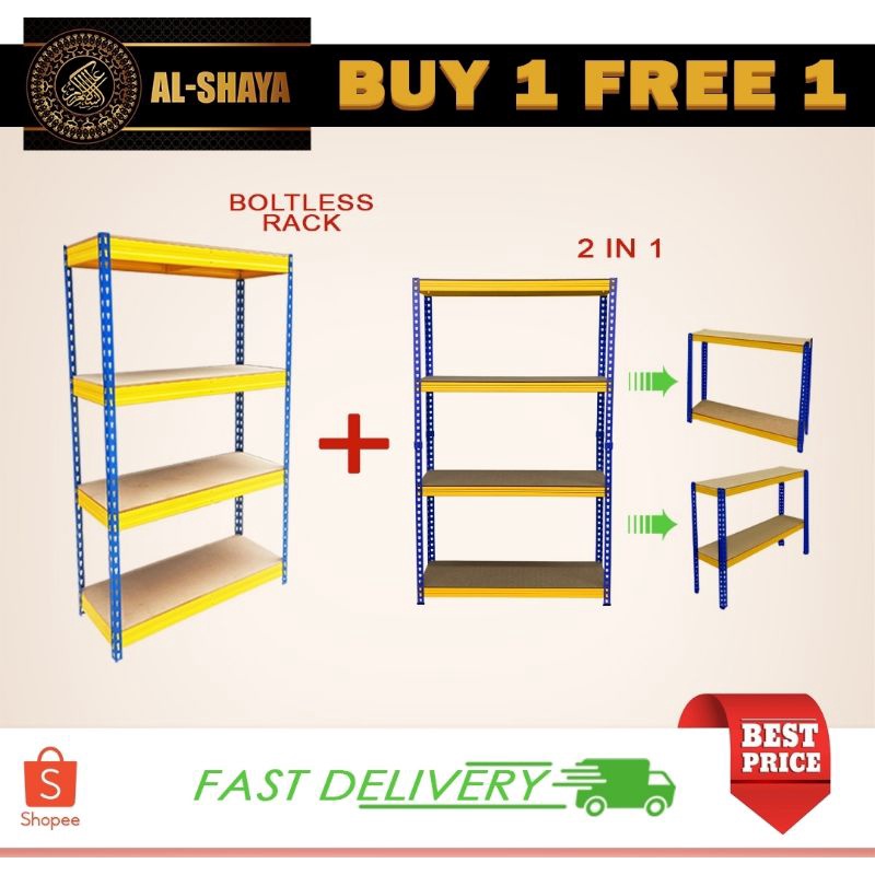 🎉CRAZY SALES 🎉 2 IN 1 Boltless Rack with Fiberboard | Shopee Malaysia