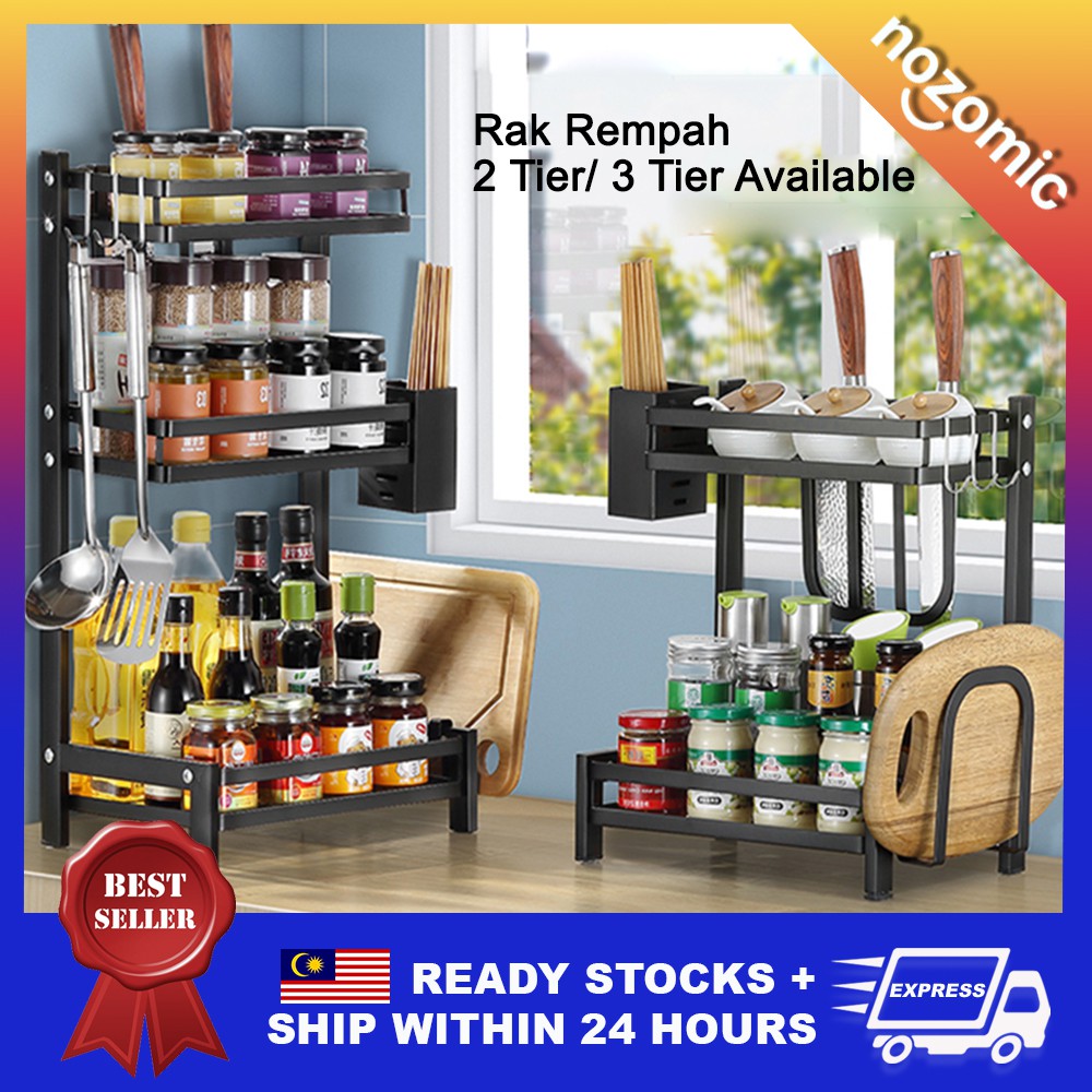Rak Rempah Ratus Dapur Spice Rack Stainless Steel Seasoner Rack ...