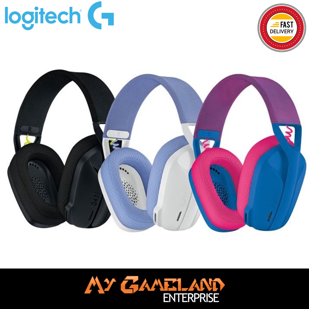 Logitech G435 Lightspeed Wireless Gaming Headset (Black / Blue / White ...