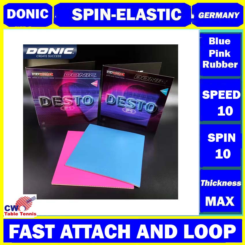 DONIC DESTO F1 BLUE SPONGE PINK SPONGE SPIN ELASTIC TABLE TENNIS ...