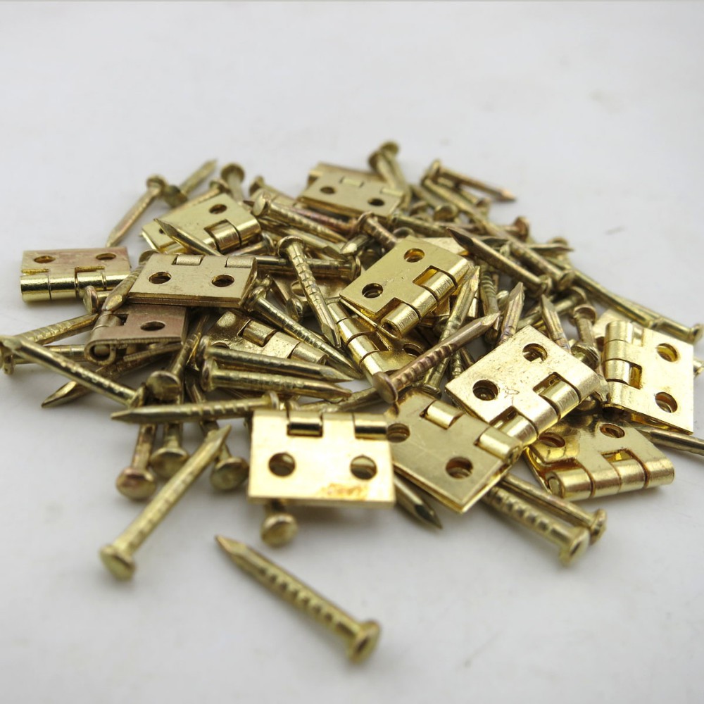 Mini Hinge 1 inch Cabinet Drawer Brass Butt Hinge Brass gold small ...