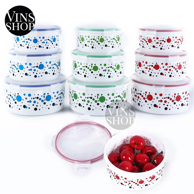 VINS Set of 3 Food Fresh Container Tupper Round Storage Box Seal Lid ...