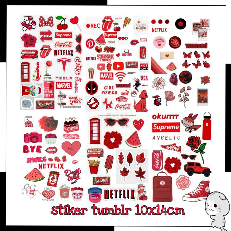 MERAH Tumblr Sticker/aesthetic Sticker/full Red Sticker | Shopee Malaysia