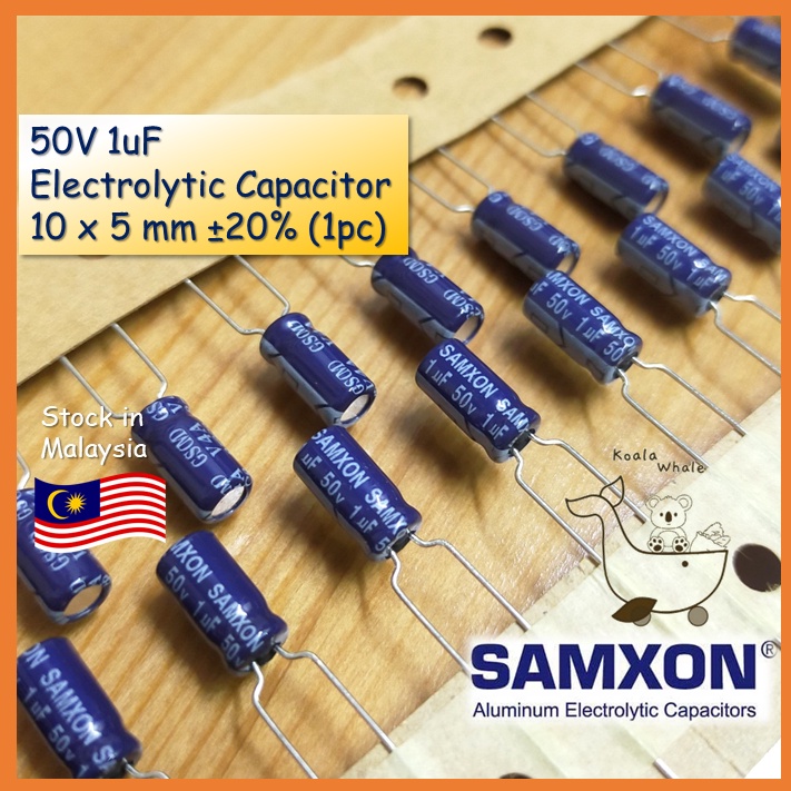 50V 1uF Electrolytic Capacitor Kapasitor SAMXON ELco 10x5mm (1pc ...