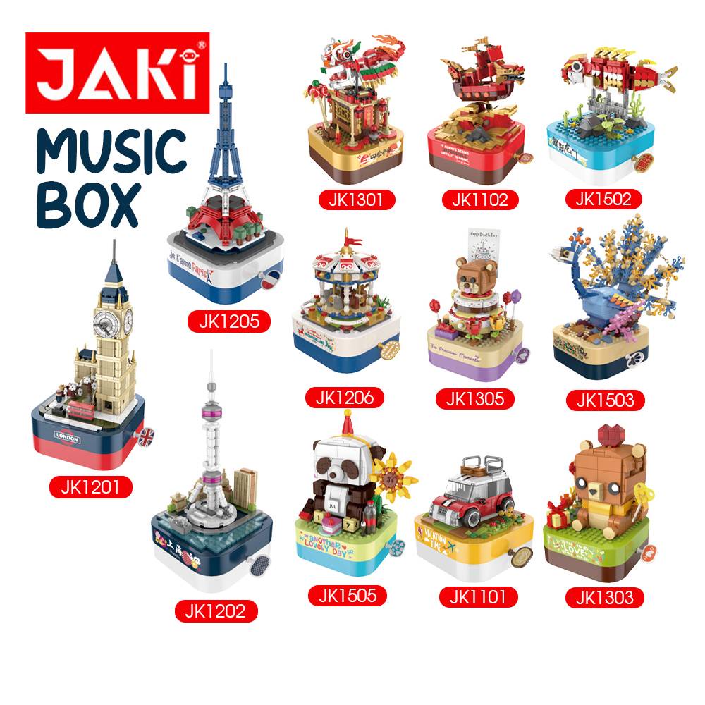 JAKI DIY Rotating Music Box 佳奇积木音乐盒 Birthday Gift Building Block Toys ...
