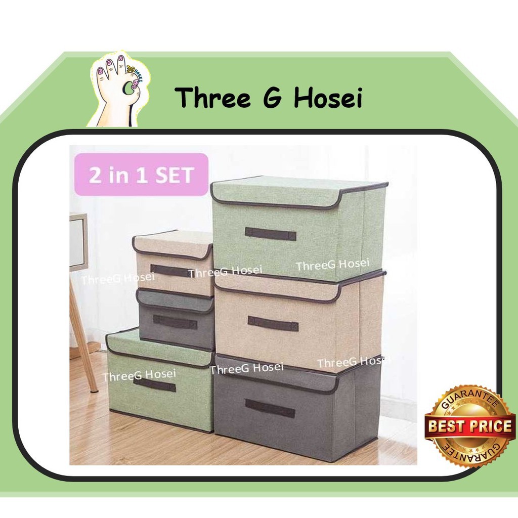 almari baju wardrobe Storage Box Foldable Linen Cloth Storage Box ...