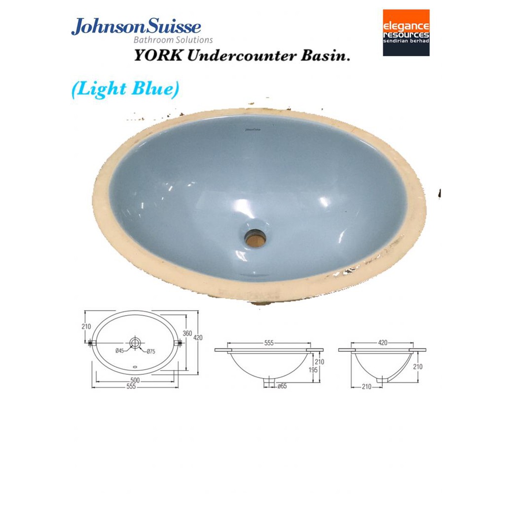 JOHNSON SUISSE YORK UNDERCOUNTER BASIN. (LIGHT BLUE) | Shopee Malaysia